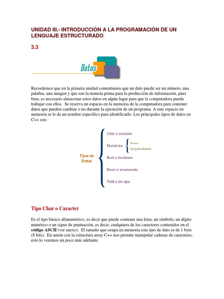 3.3 Tipos de Datos | PDF | Tipo de datos | C