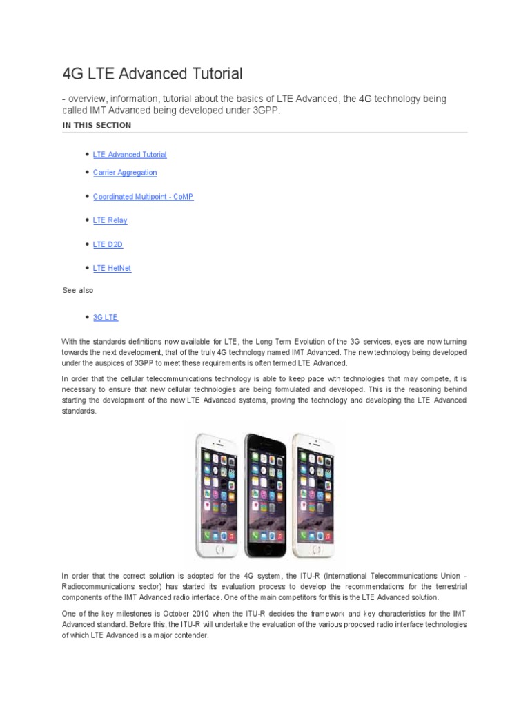 4G LTE Advanced Tutorial | PDF | 4 G | Lte Advanced