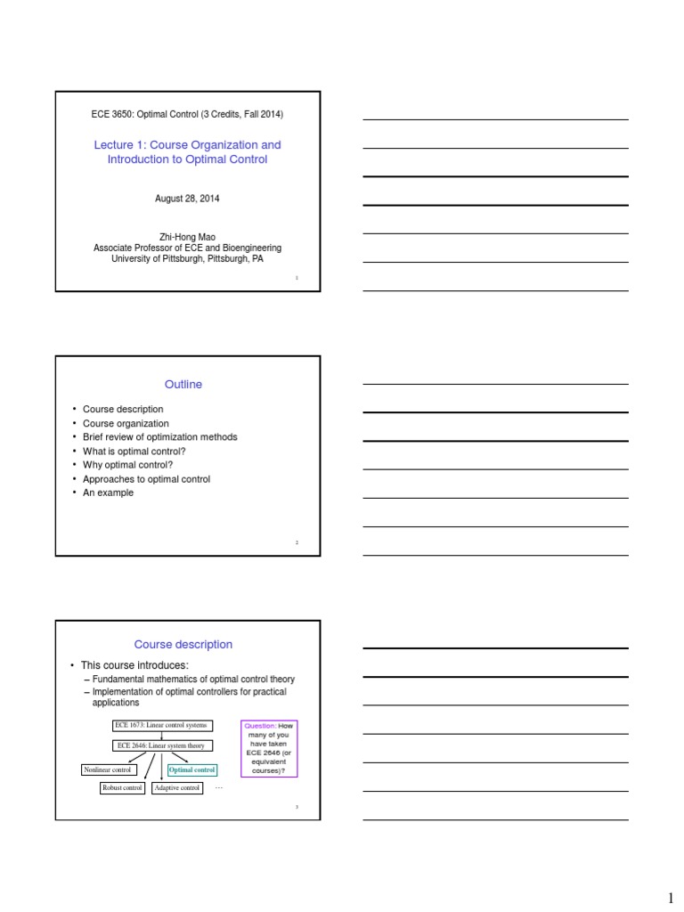 Lecture 1 | PDF | Optimal Control | Mathematical Optimization