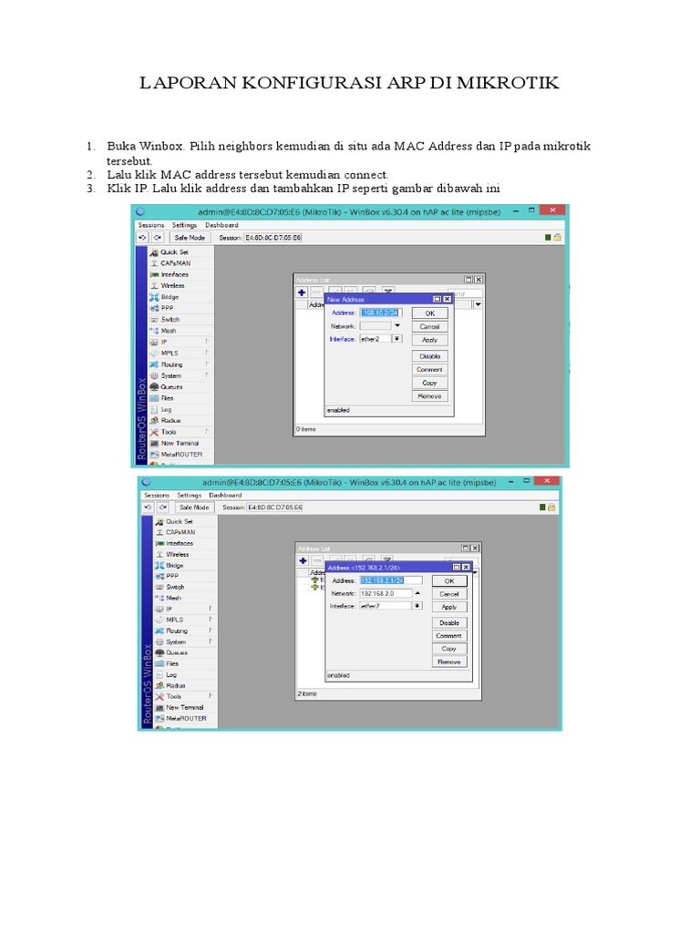 Laporan Konfigurasi Arp Di Mikrotik | PDF