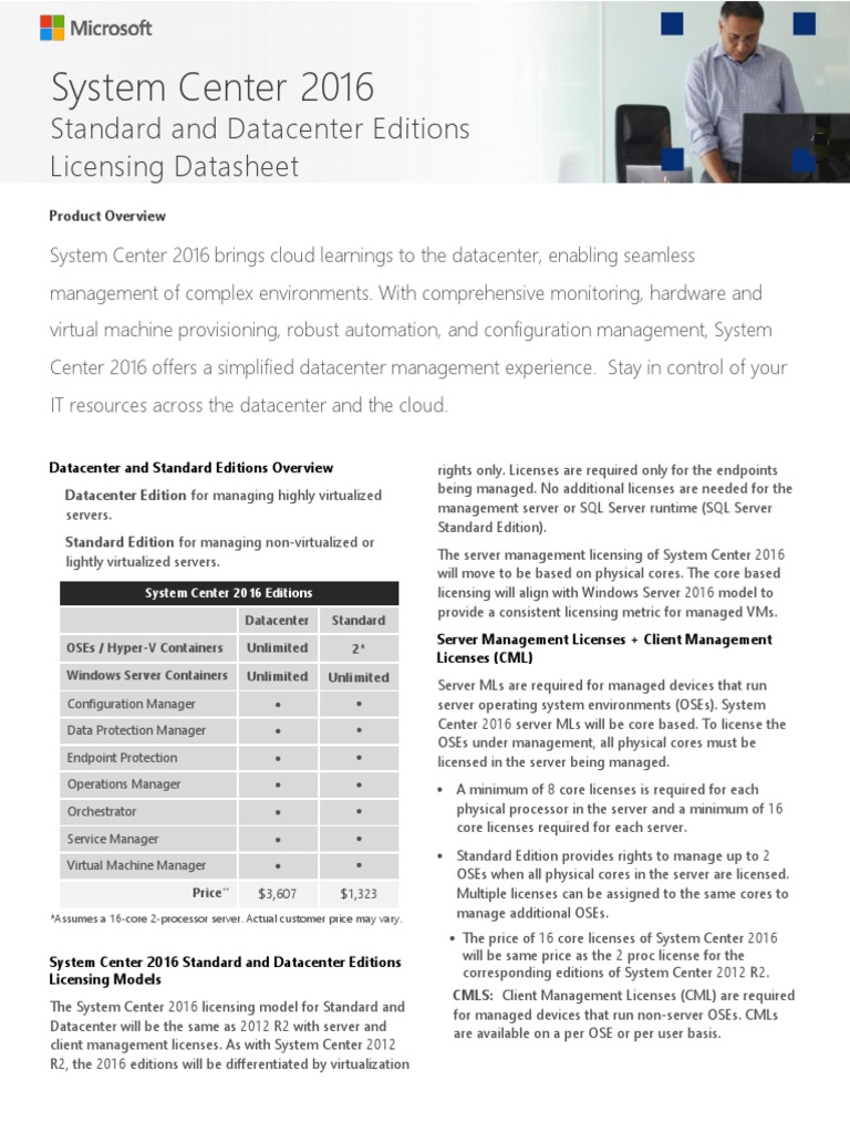 System Center 2016 Licensing Datasheet en US | PDF | Hyper V | Data Center