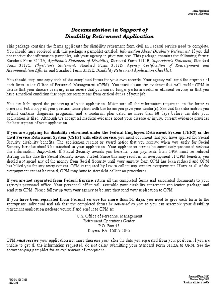 SF 3112 | PDF | United States Office Of Personnel Management | Medical ...