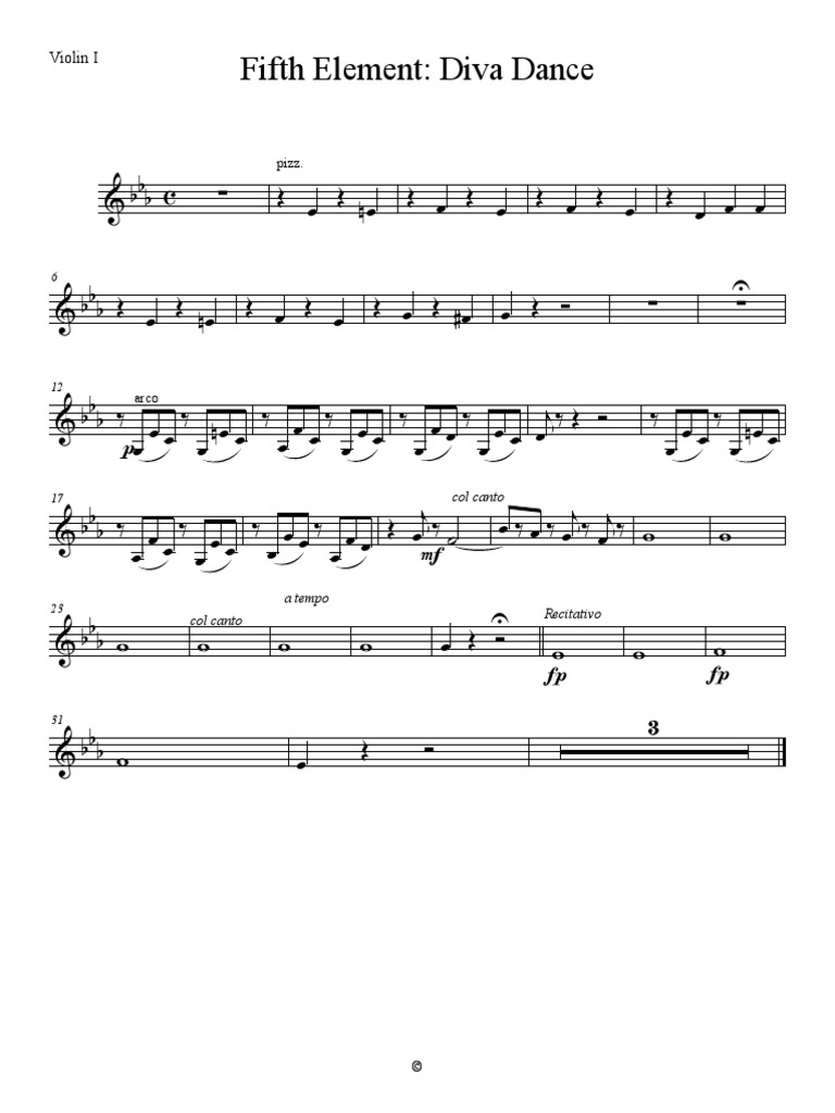 Fifth Element Diva Dance - Violin I | PDF