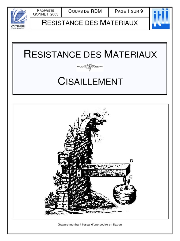 cisaillement.pdf | Contrainte de cisaillement | Résistance des matériaux