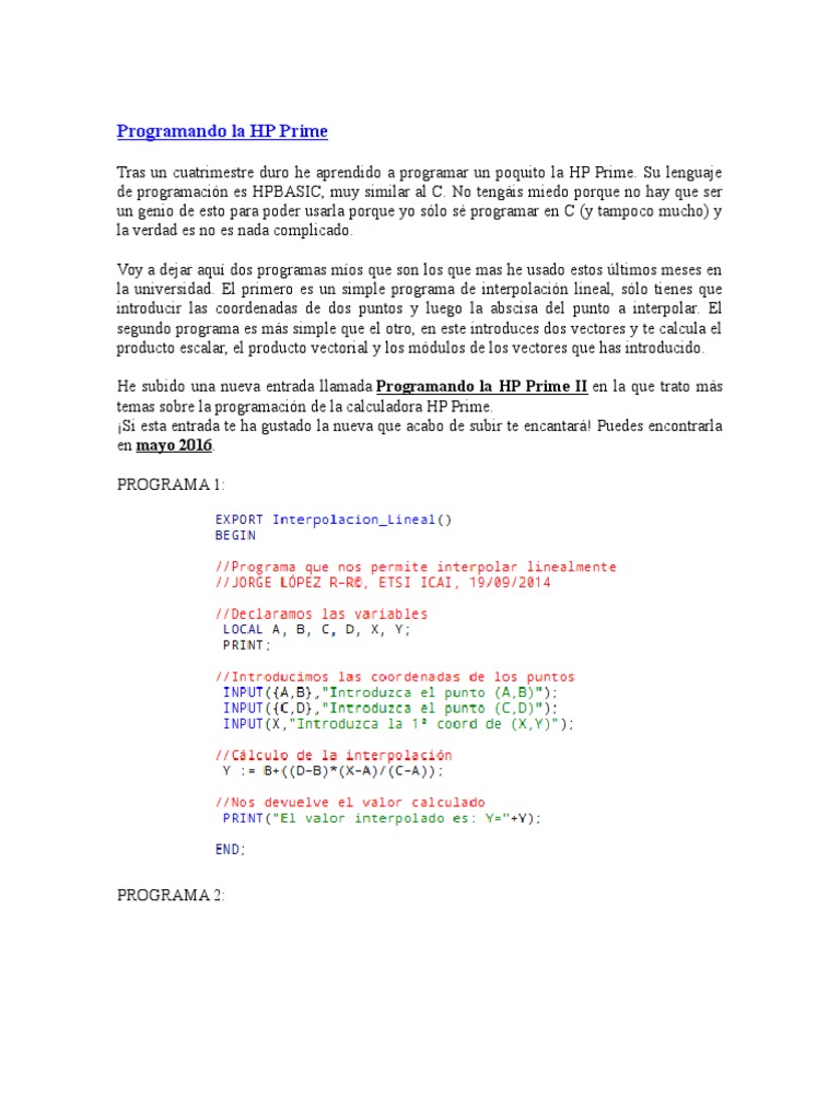 Programando La HP Prime | PDF | Vector Euclidiano | Comillas