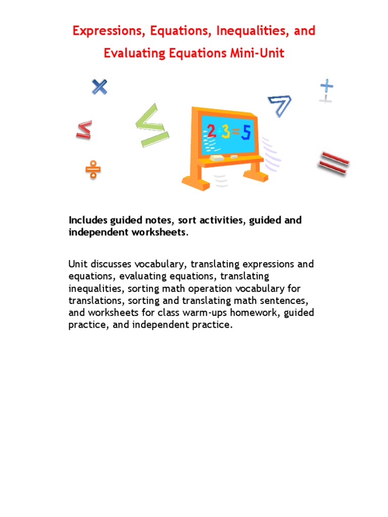 Equations Expressions Homework | PDF | Inequality (Mathematics ...