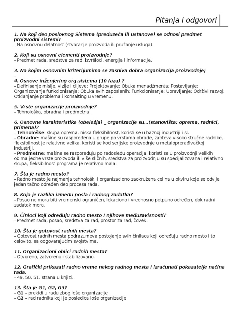 Pitanja Za PS - Uradjeno | PDF