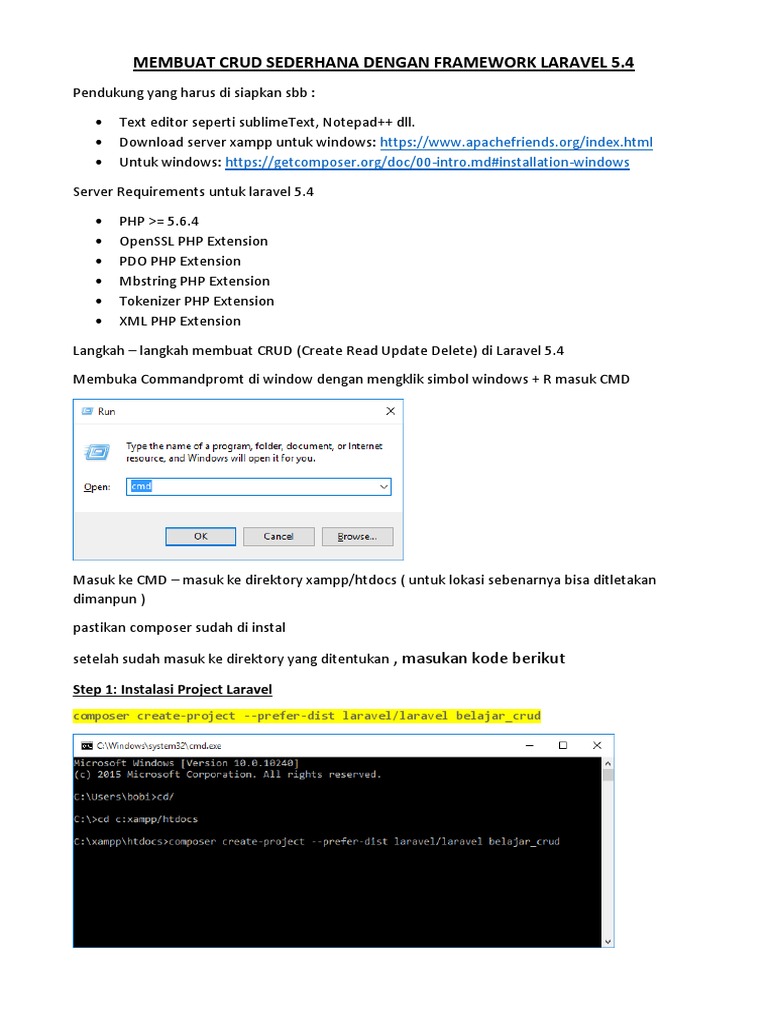 Membuat Crud Sederhana Dengan Framework Laravel 5,4 PDF | PDF