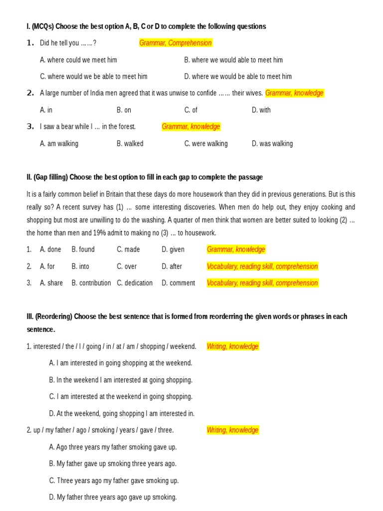 MQCs Tap Huan | PDF | Reading Comprehension | Reading (Process)