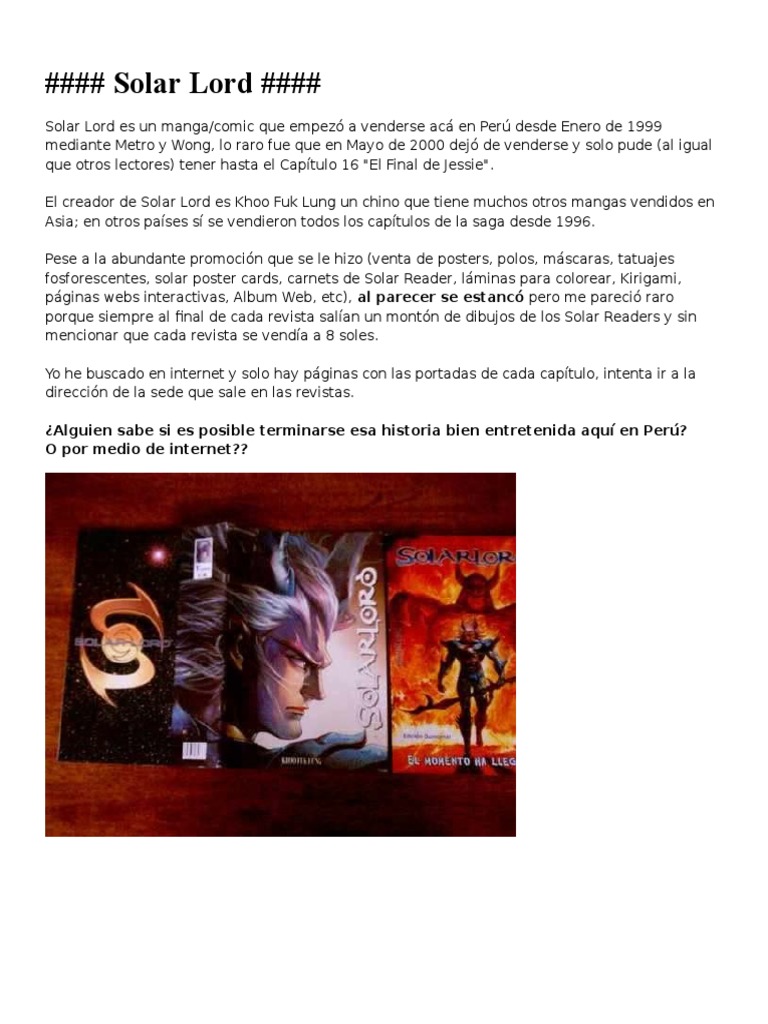 Solar Lord Info | PDF | Cómics | Manga