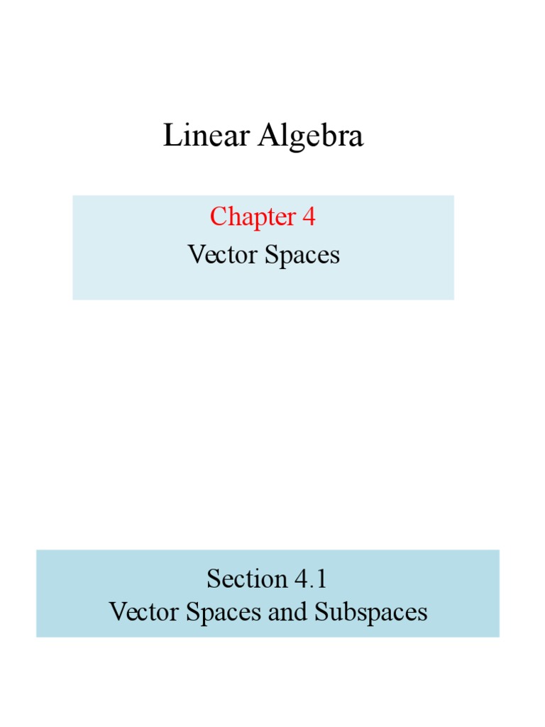 Linear Algebra: Vector Spaces | PDF | Teaching Methods & Materials ...