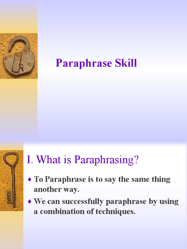 Paraphrasing Techniques | Verb | Subject (Grammar)