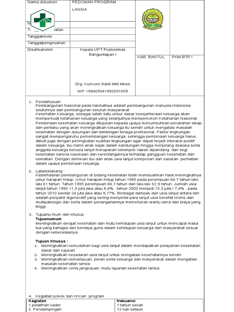 Pedoman Program LANSIA | PDF