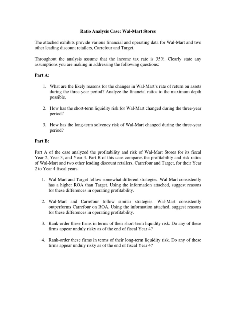 Wal-Mart Ratio Analysis Overview | PDF | Walmart | Liquidity Risk