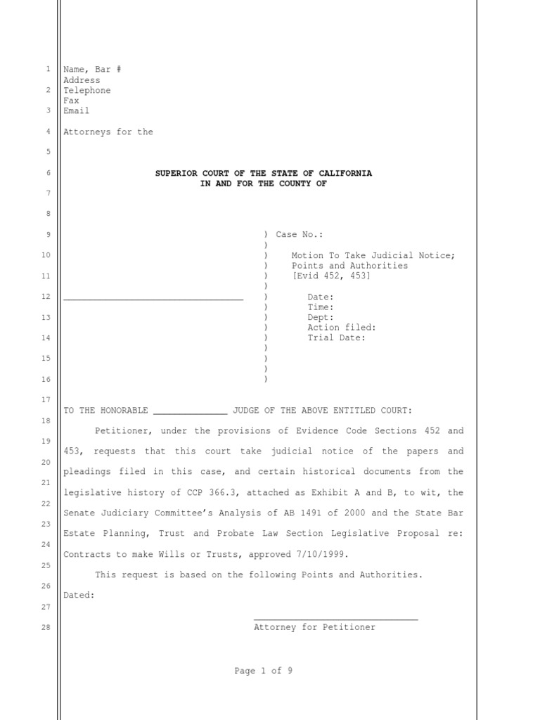 Sample Motion | PDF | Supreme Court Of California | Judiciaries