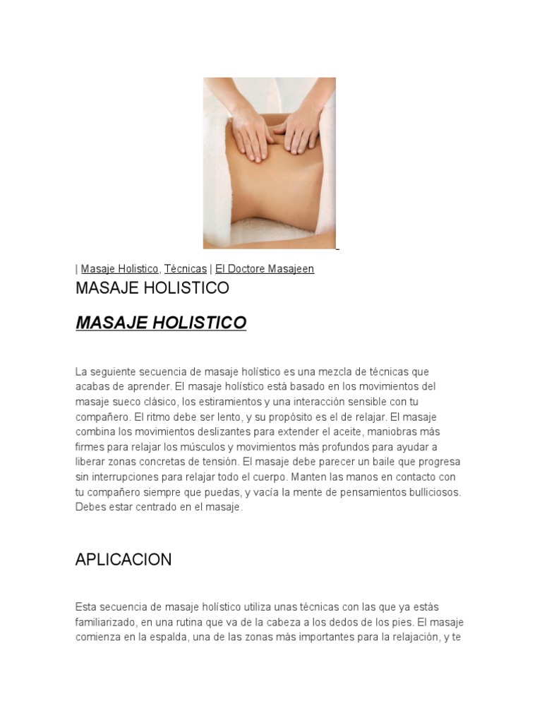 Técnicas de Masaje Holístico Relajante | PDF | Masaje | Ocio