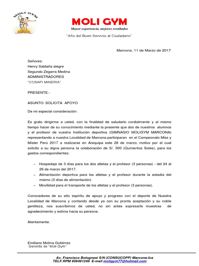 Carta de Presentación COSAPI PDF | PDF