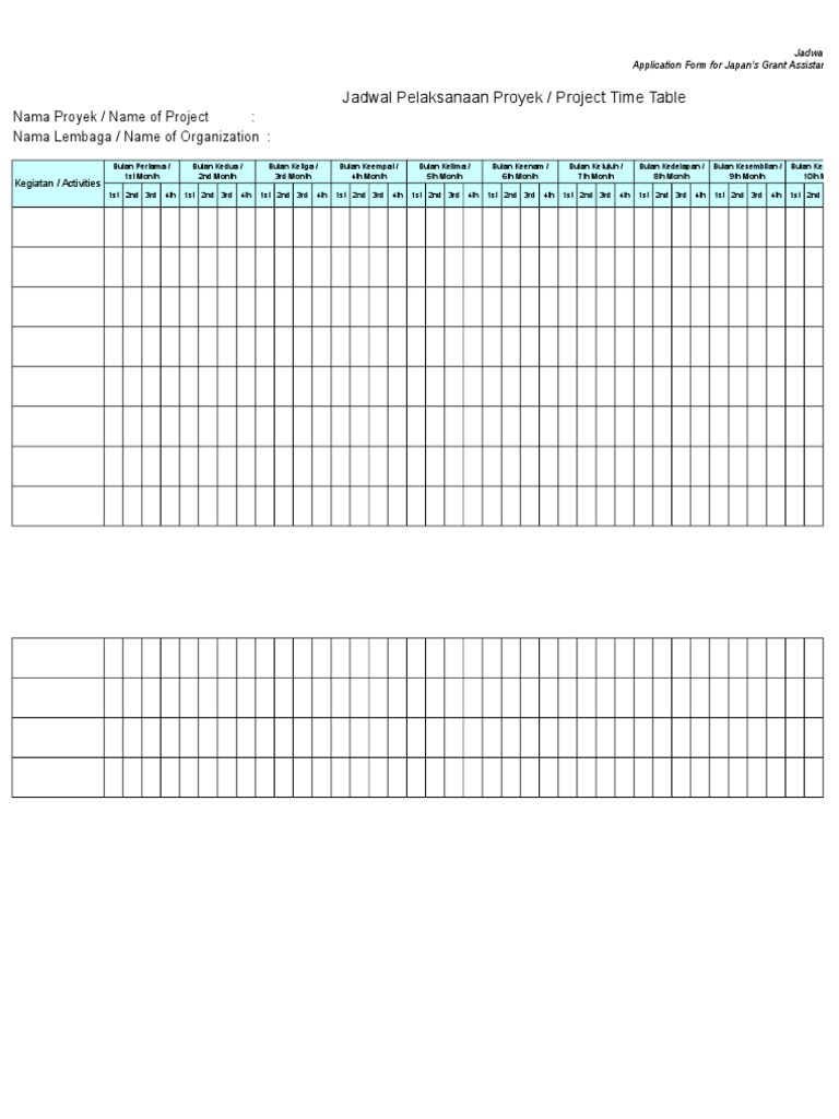 Jadwal Pelaksanaan Proyek / Project Time Table | PDF