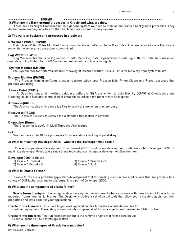 An Overview of Oracle Forms Background Processes and Components | PDF | Pl/Sql | Subroutine