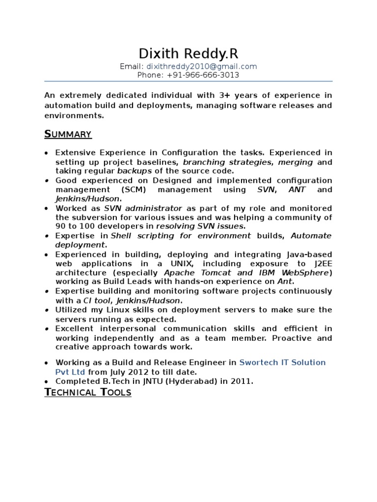Dixith Devops Resume | PDF | Scripting Language | Linux