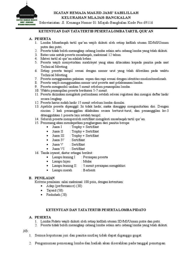 Ketentuan Dan Tatib Lomba | PDF