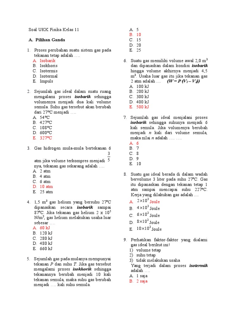Soal UAS Fisika Kelas 11 | PDF