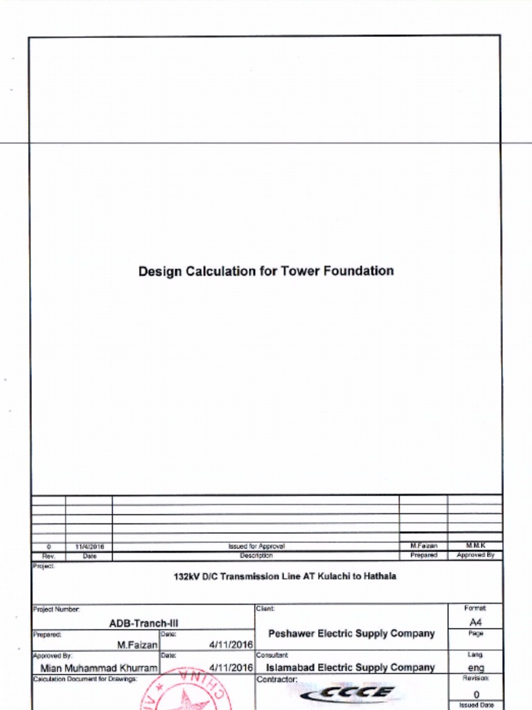 Design Calculation For Tower Foundations | PDF