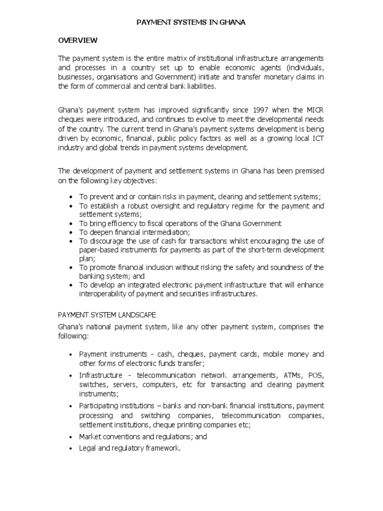 Payment Systems in Ghana | PDF | Clearing (Finance) | Payment System