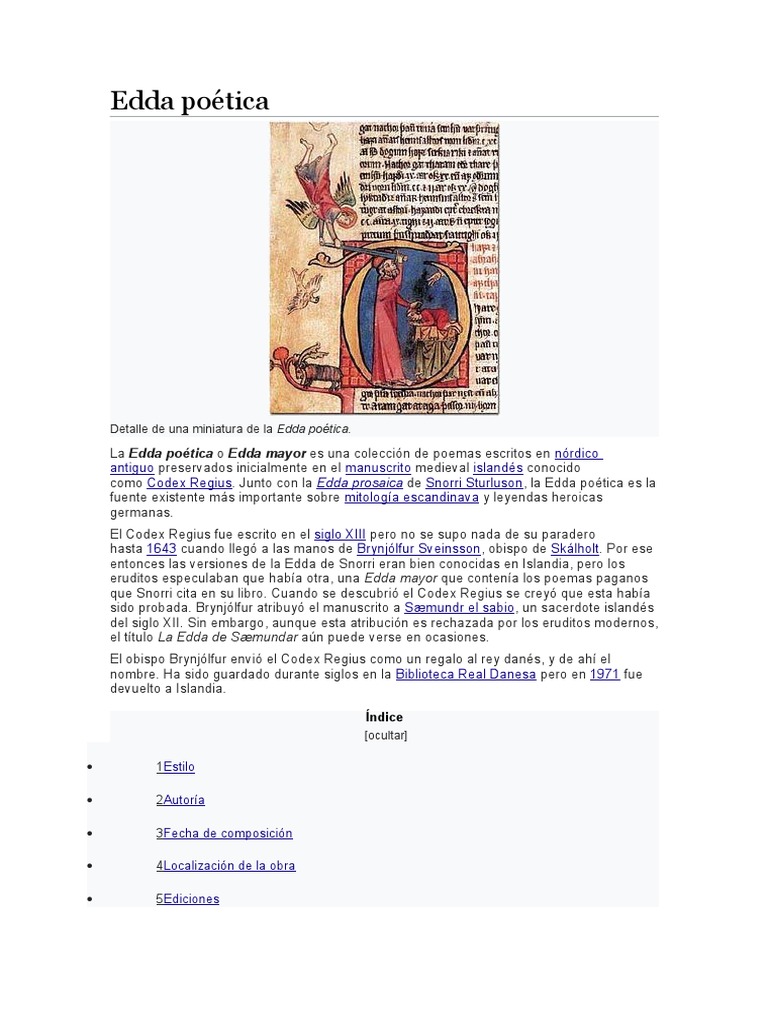 Edda Poética | PDF | Literatura nórdica antigua | Mitología nórdica