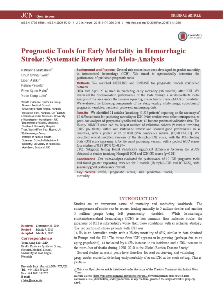 Prognostic Tools For .... | PDF | Stroke | Meta Analysis