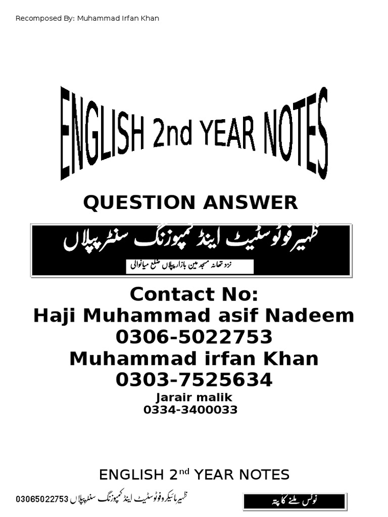 English 2nd Year Notes | PDF | Penicillin | Nature