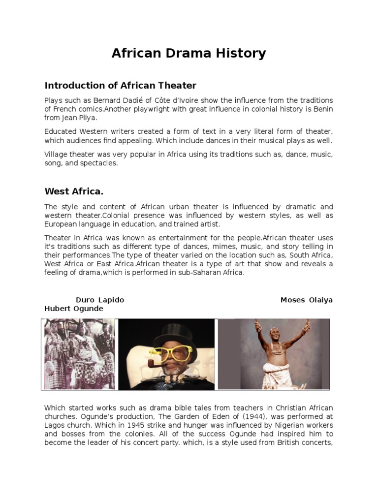 African Drama History | PDF | Theatre | Leisure