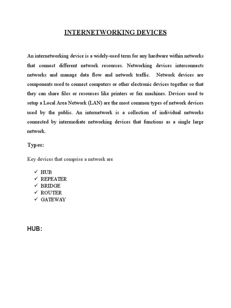 Internetworking Devices: Types | PDF