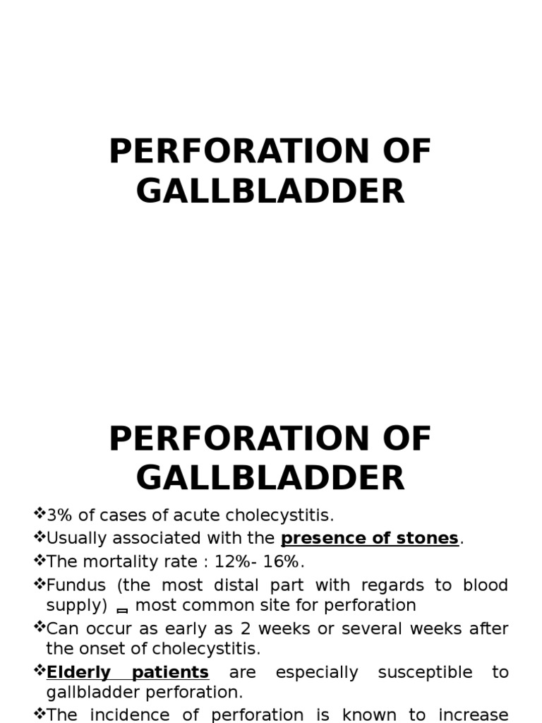 Perforation of Gallbladder | PDF | Gallbladder | Clinical Medicine