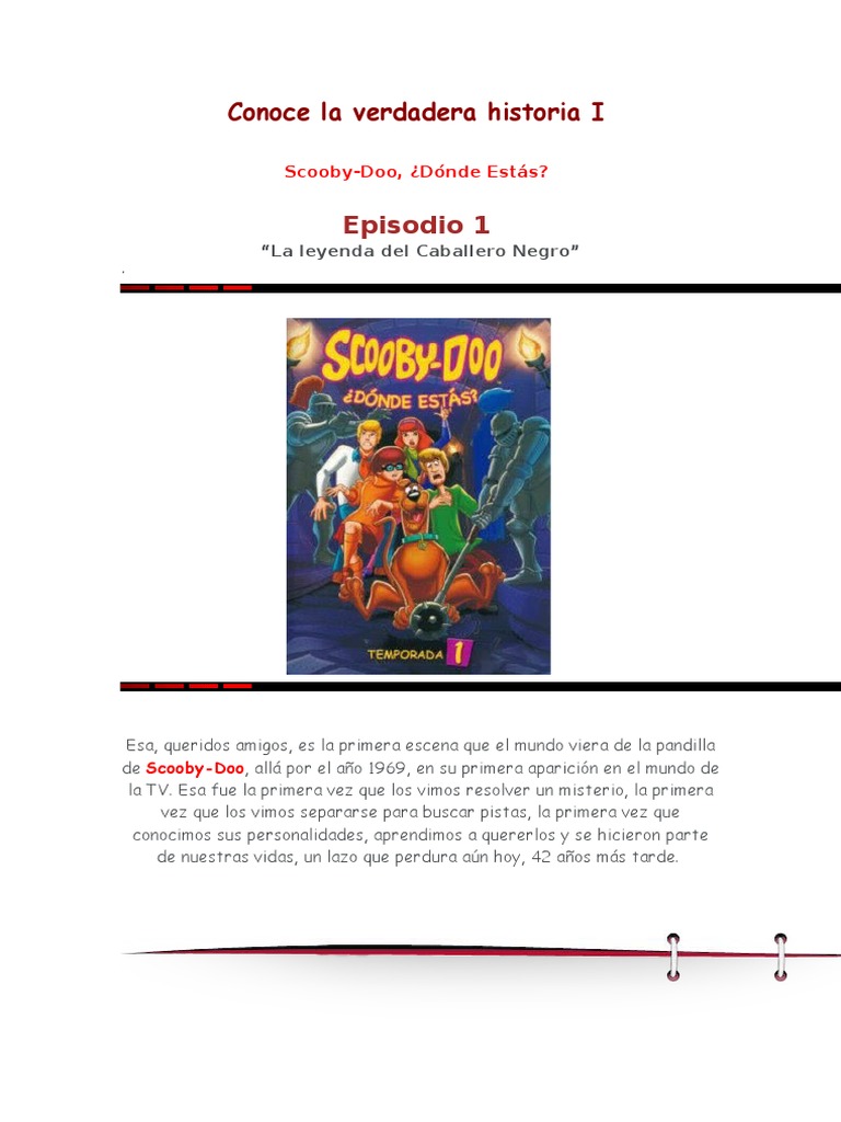 Conoce La Verdadera Historia de Scooby Doo | PDF | Scooby Doo | Scooby Doo (Personaje)