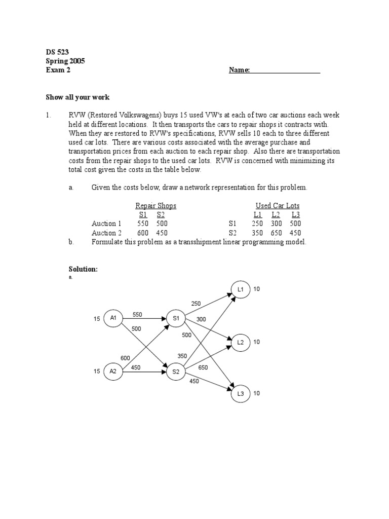 Exam 2 Sample Solution | PDF | Linear Programming | Mathematical And ...