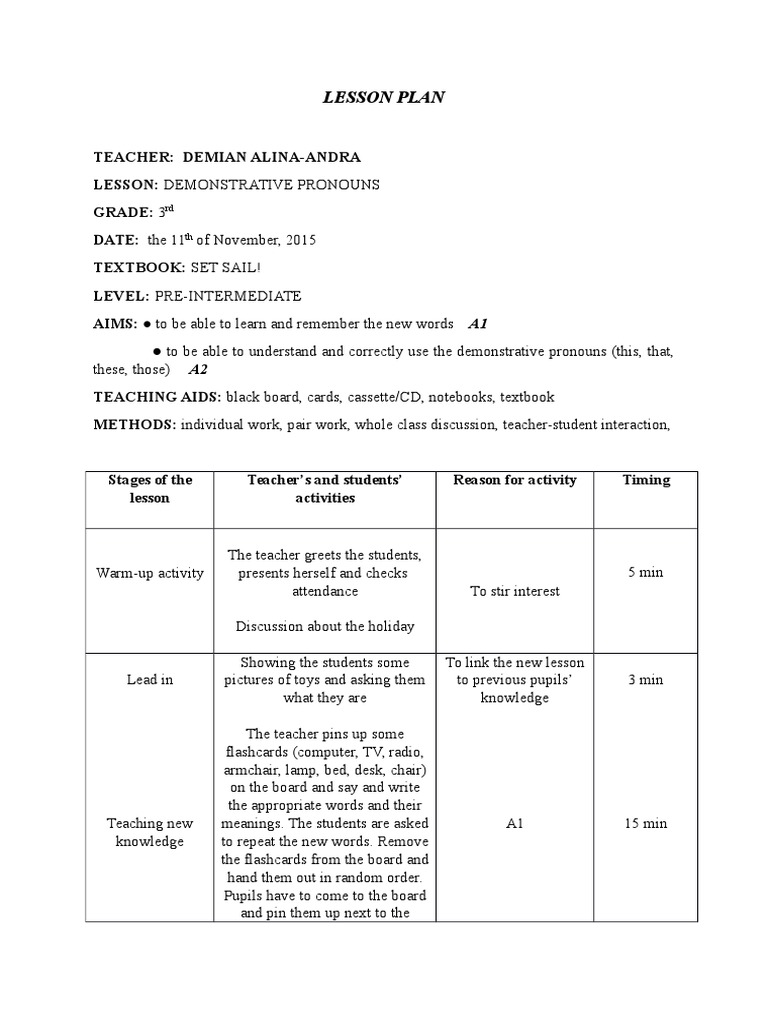 Lesson Plan: RD TH | PDF | Lesson Plan | Educational Assessment