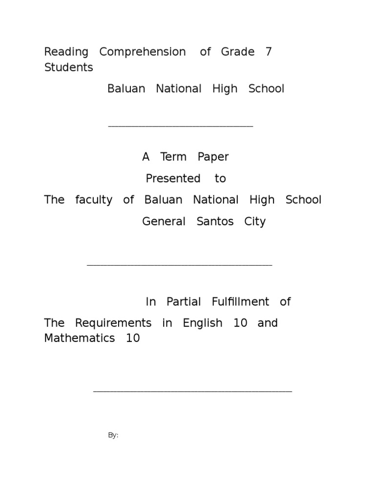 Grade 7 Reading Comprehension Study | PDF | Teachers | Epistemology