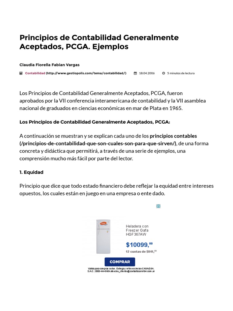 Principios de Contabilidad Generalmente Aceptados, PCGA | PDF ...
