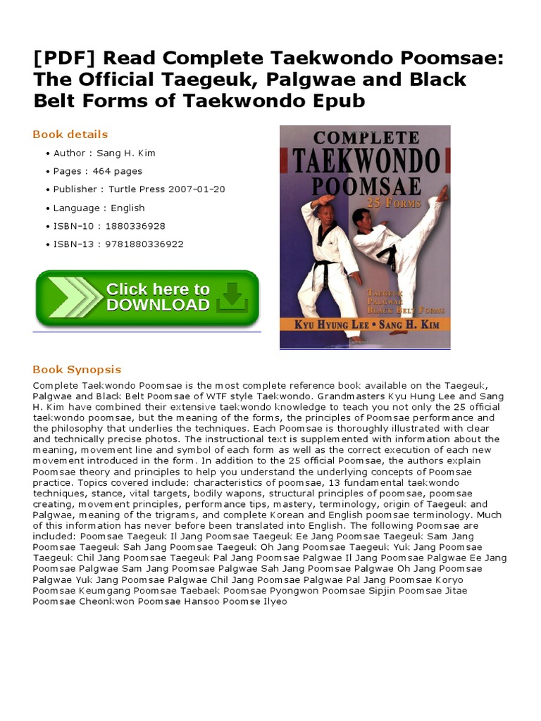 Complete Taekwondo Poomsae PDF | Download Free PDF | Amazon Kindle | Combat Sports