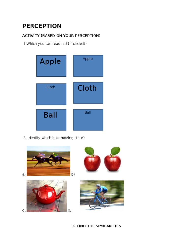 Perception Activity: Speed & Similarities | PDF
