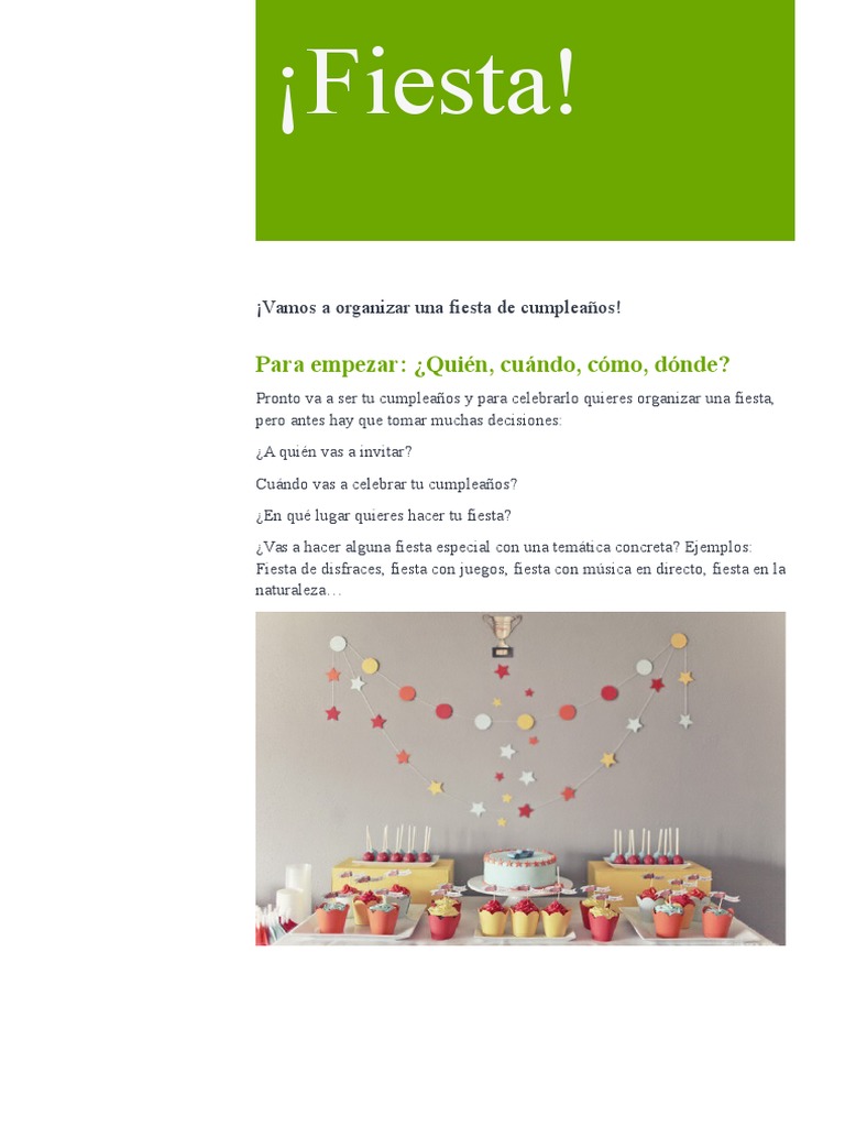 Fiesta Español A1 | Descargar gratis PDF | Cumpleaños | Ocio