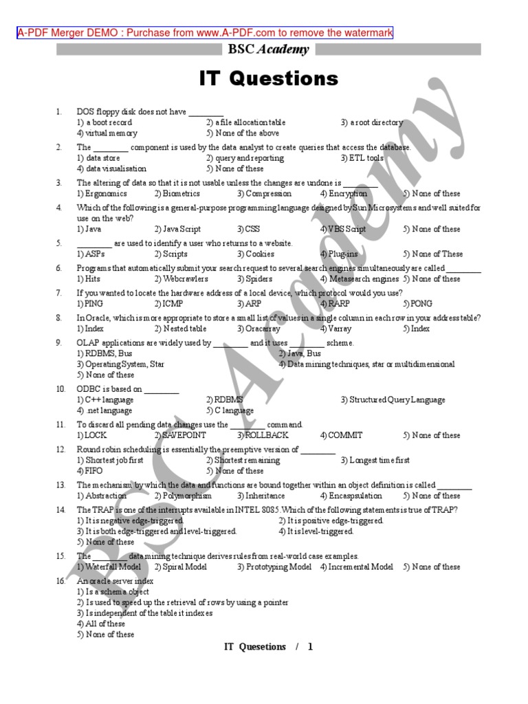 Some Practice Questions For IT Officer | PDF | Computer Network | Databases