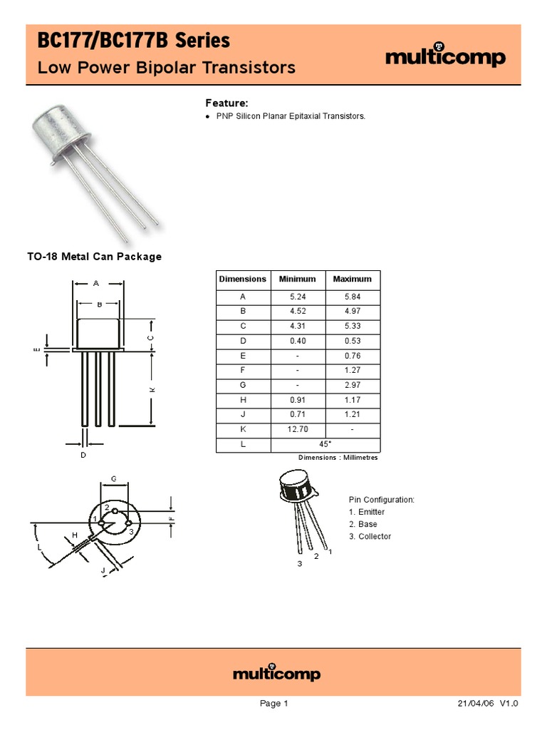 Bc177 Bc177b Data | Bipolar Junction Transistor | Transistor