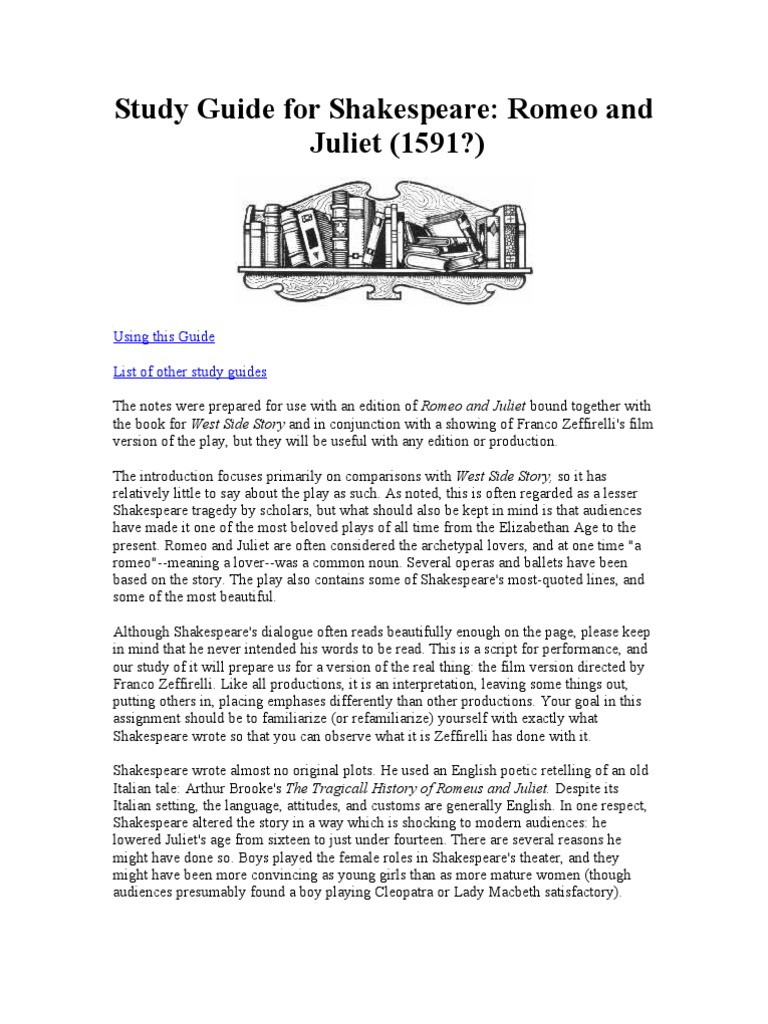Study Guide For Shakespeare | PDF | Romeo And Juliet | Characters In ...