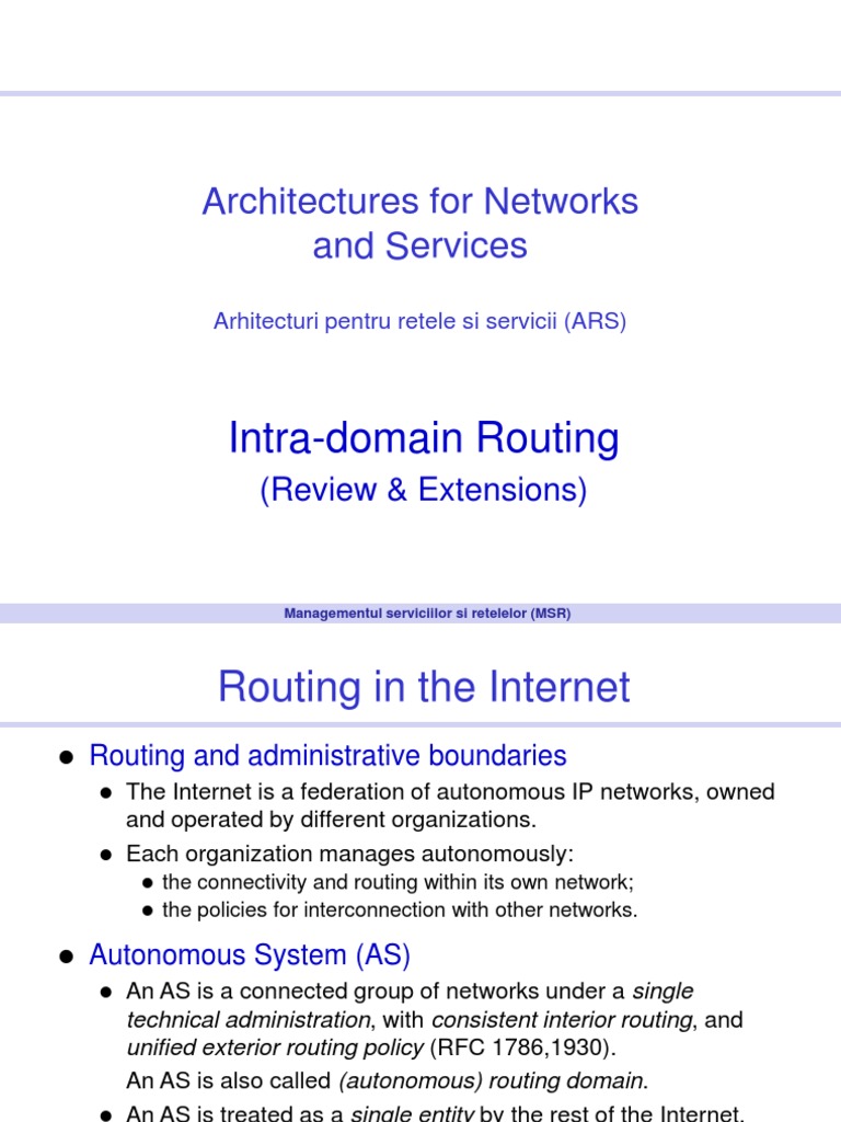 Intra-Domain Routing | PDF | Routing | Computer Architecture