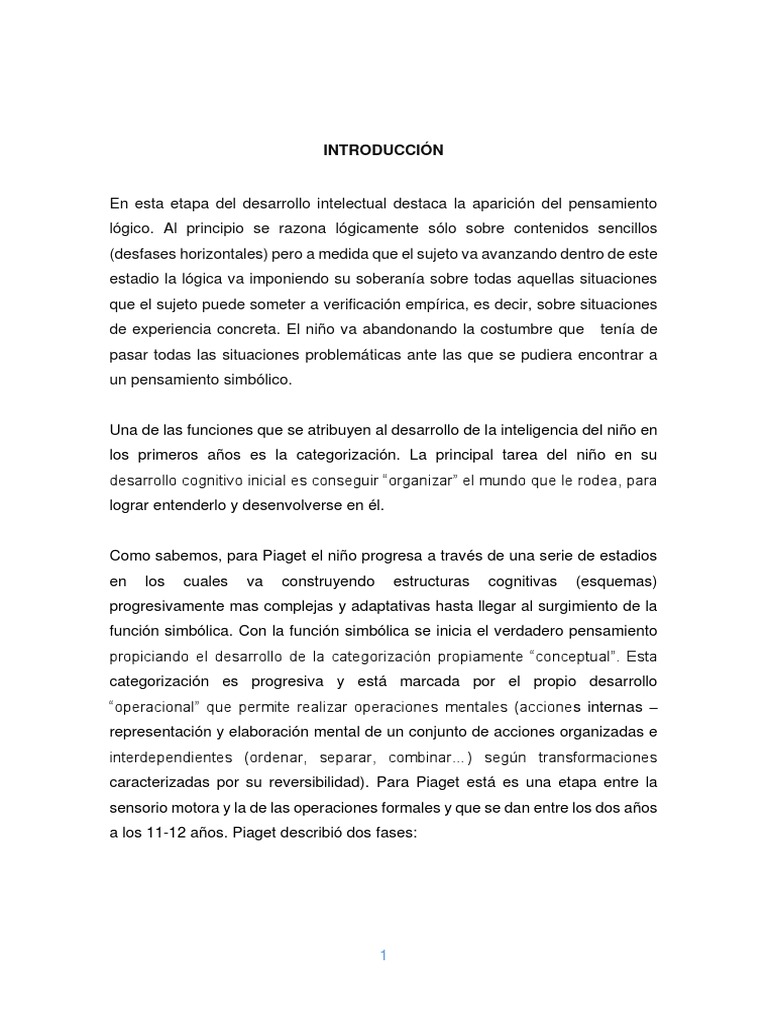 Pensamiento Operacional | PDF | Desarrollo cognitivo | Memoria