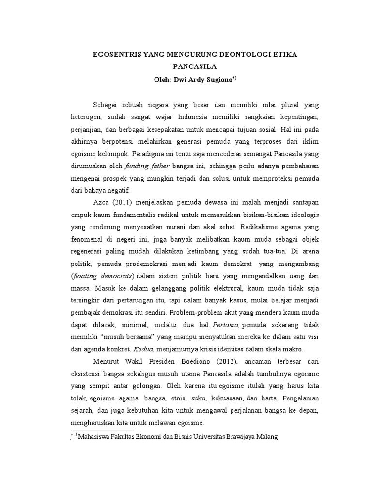 Egosentris Yang Mengurung Deontologi Etika Pancasila | PDF