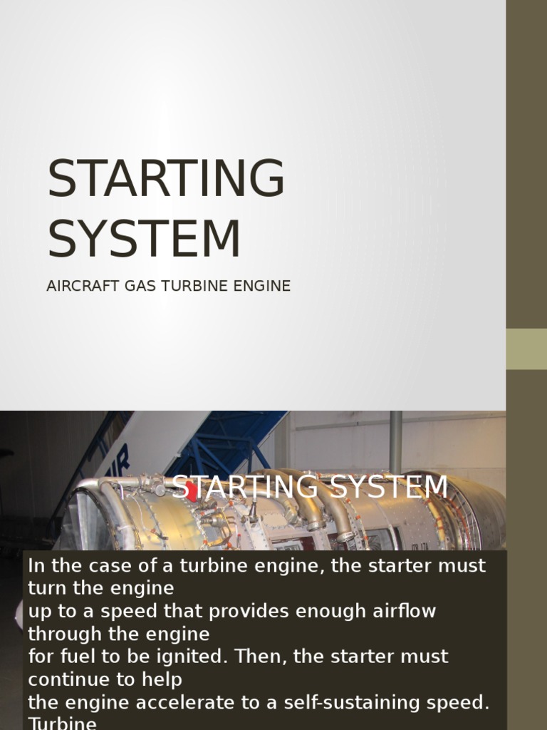 Starting System: Aircraft Gas Turbine Engine | PDF