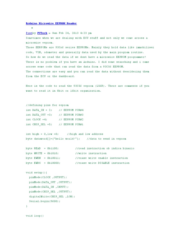 Arduino Microwire EEPROM Reader | PDF | Office Equipment | Digital ...